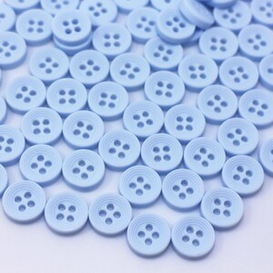 Matte Light Blue Buttons, Pastel Blue Solid Color, Four Holes, Made of ...