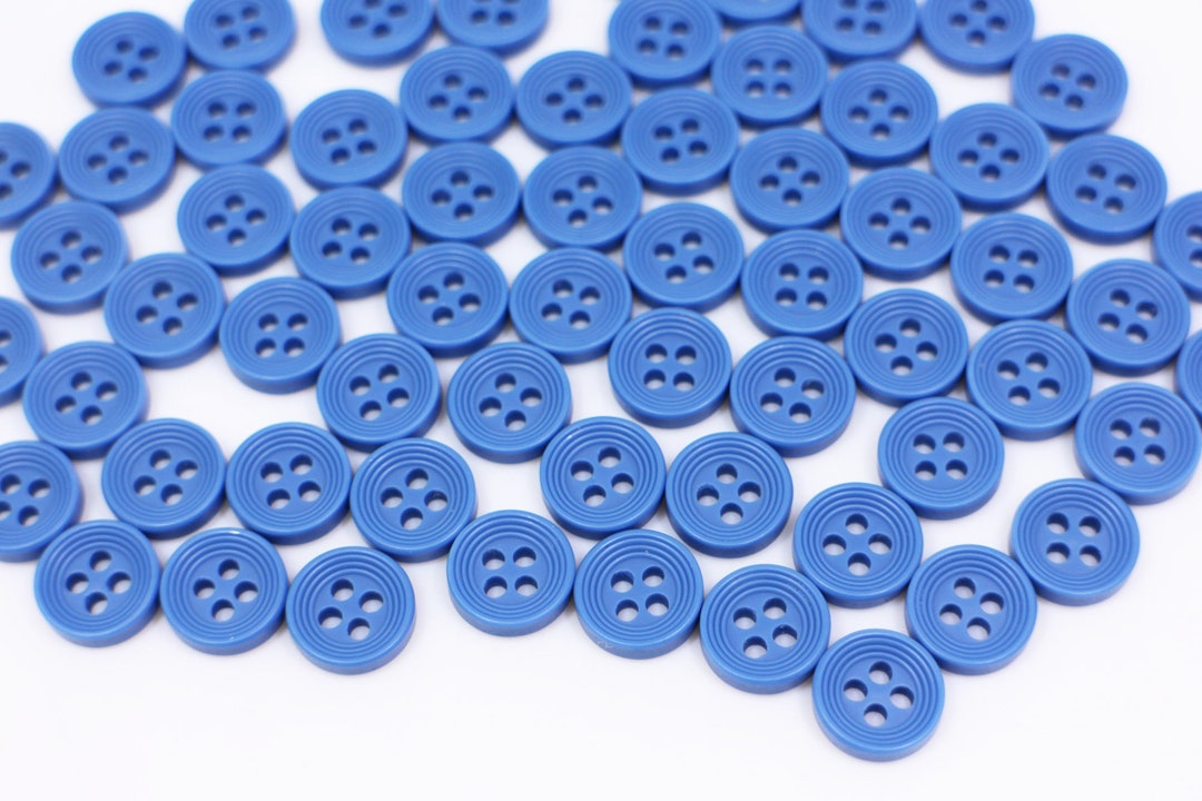 Matte Blue Buttons, Royal Blue Color, No Shine, Four Holes, Small Size ...