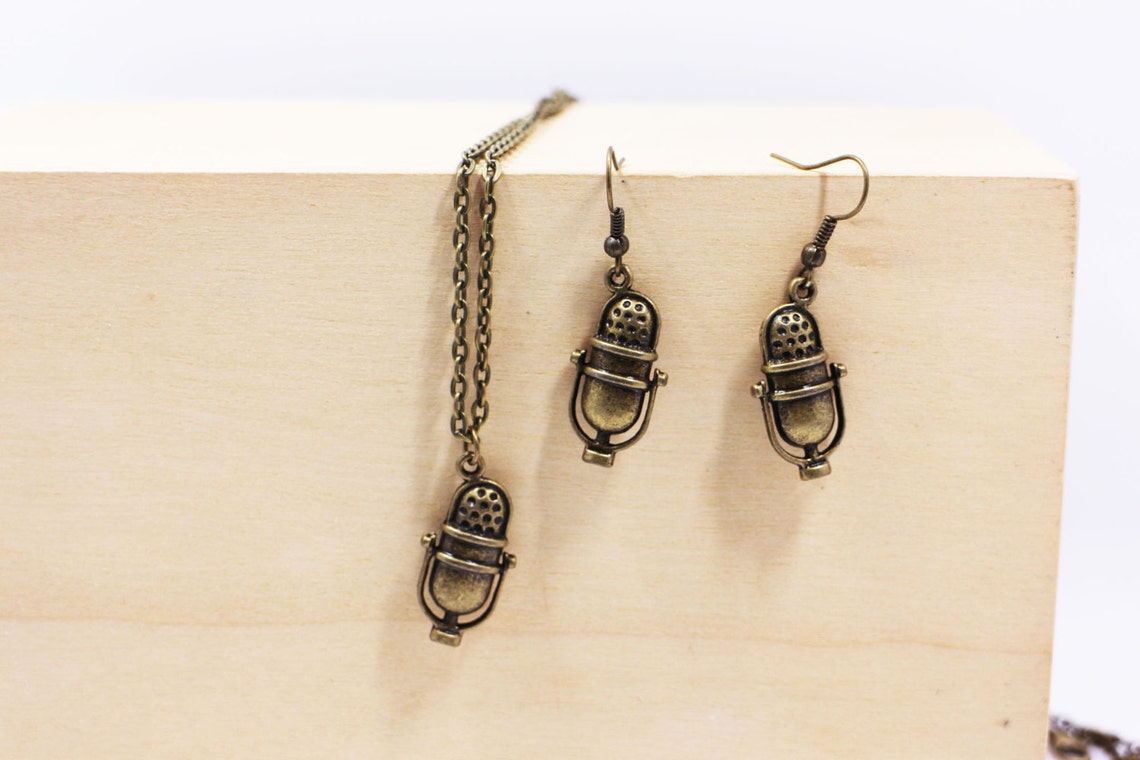 Miniature Jewelry Retro Microphone Dangling Earrings Vintage - Etsy