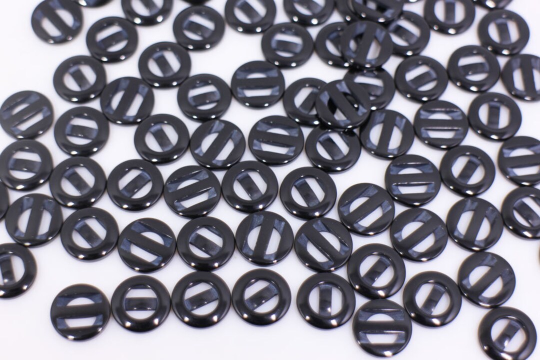Small Black Button, Large Hole, Glossy Finish, Two Holes, for Sewing ...