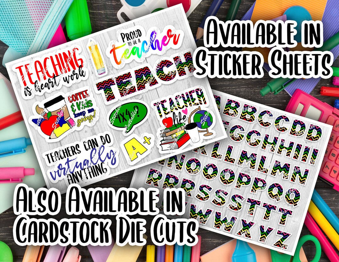 Teacher Sticker Sheet or Die Cut Cardstock Embellishment Pack - Etsy