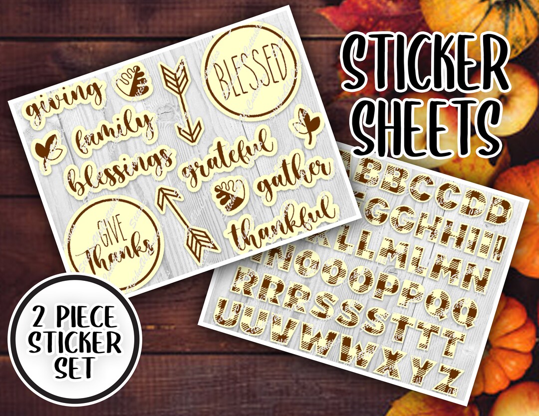 Thankful Grateful Blessed Sticker Sheet With Coordinating Letters Great ...