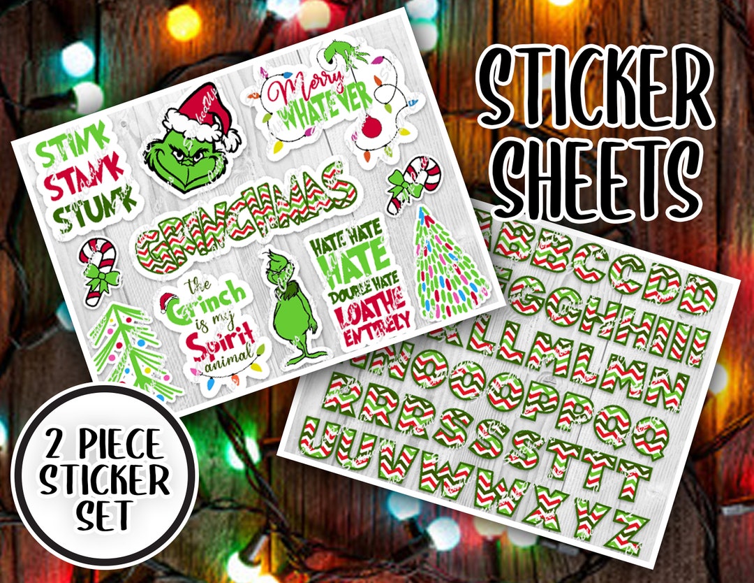 Grinchmas Christmas Sticker Sheet With Coordinating Letters Great for ...