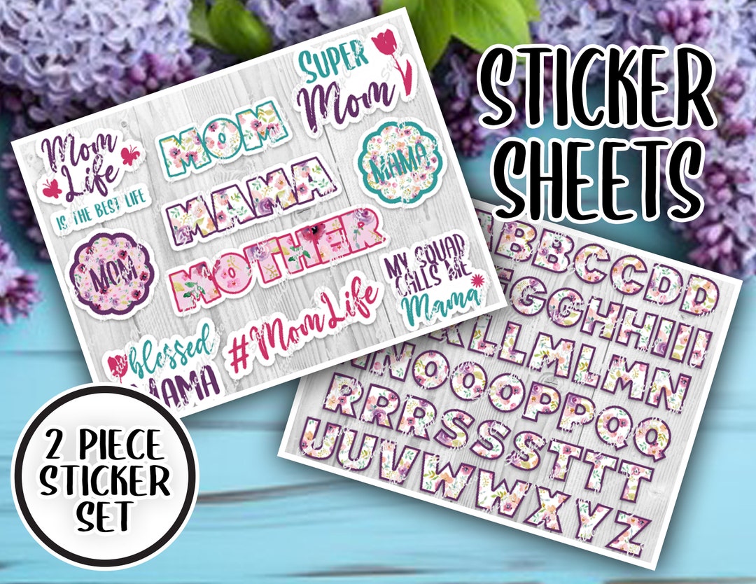 Mom Sticker Sheet With Coordinating Letters Great for Diy Tiered Trays ...