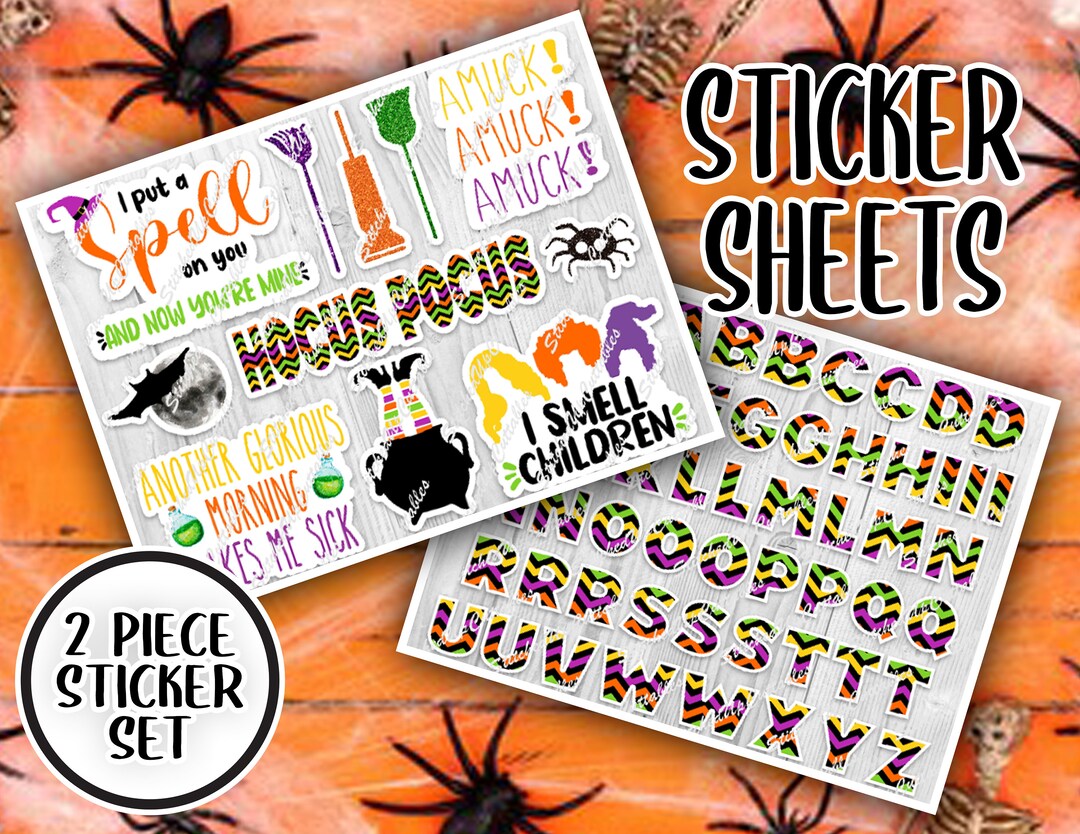 Hocus Pocus Halloween Sticker Sheet With Coordinating Letters Great for ...