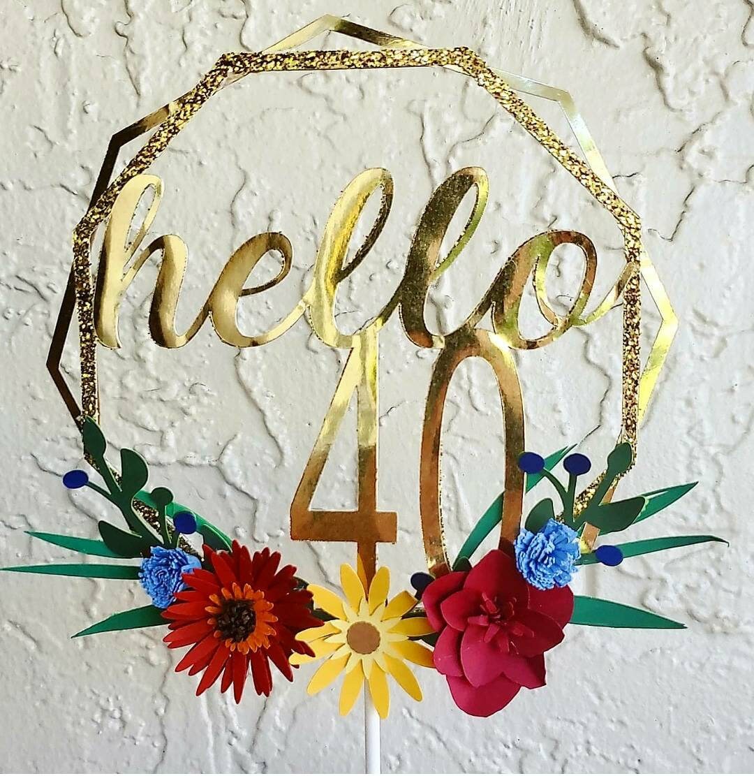 Gold Floral Cake Topper - Etsy