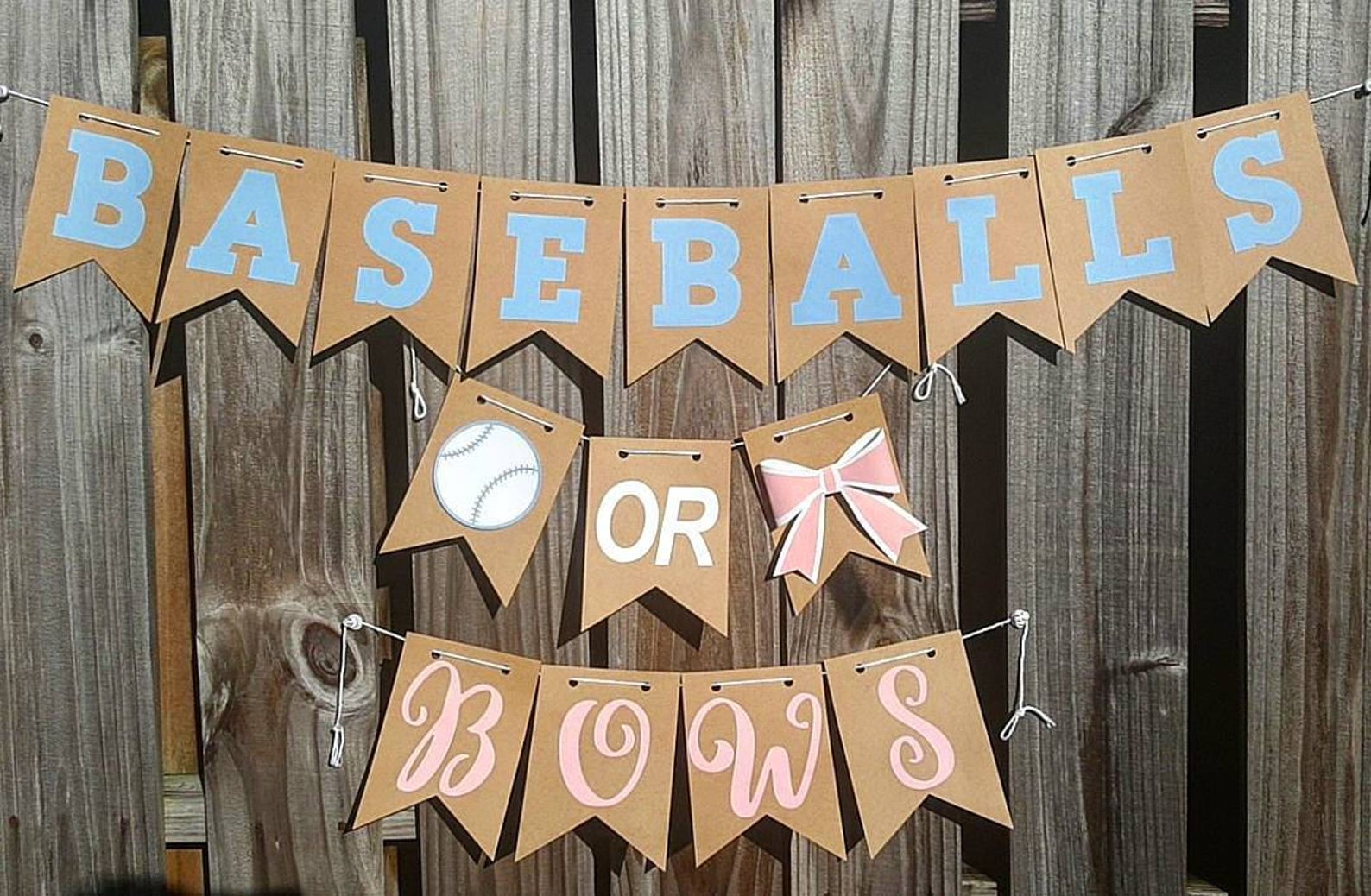 Baseball or Bows Gender Reveal Banner - Etsy