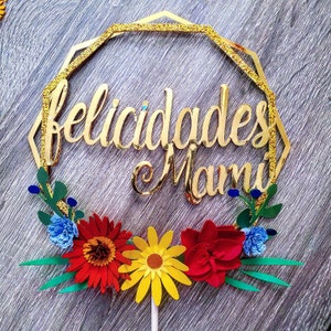 Gold Floral Cake Topper - Etsy