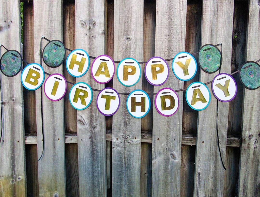 Turquoise Purple and Gold Birthday Banner - Etsy