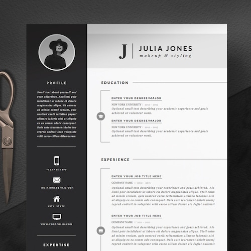 Modern Resume Template & Cover Letter Icon Set for Microsoft - Etsy