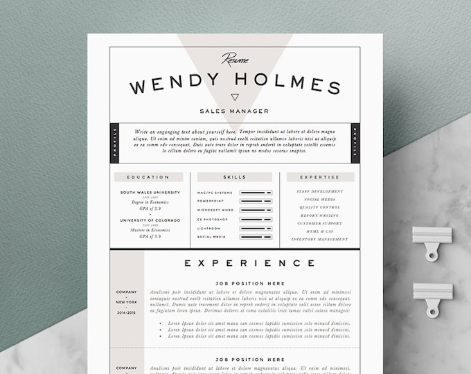 Resume Template / CV Template Cover Letter for Word 3 Page Pack Instant ...