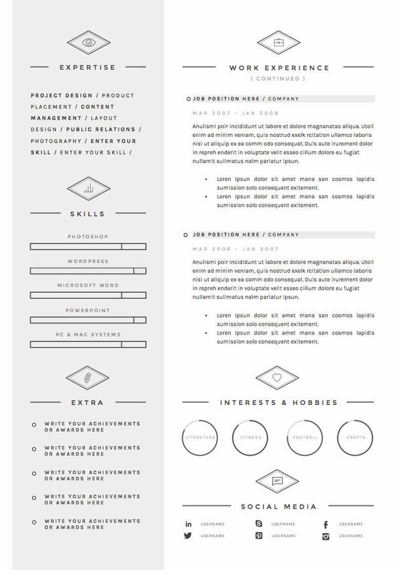 5 Page Resume Template / CV Template Pack + Cover Letter for Word ...
