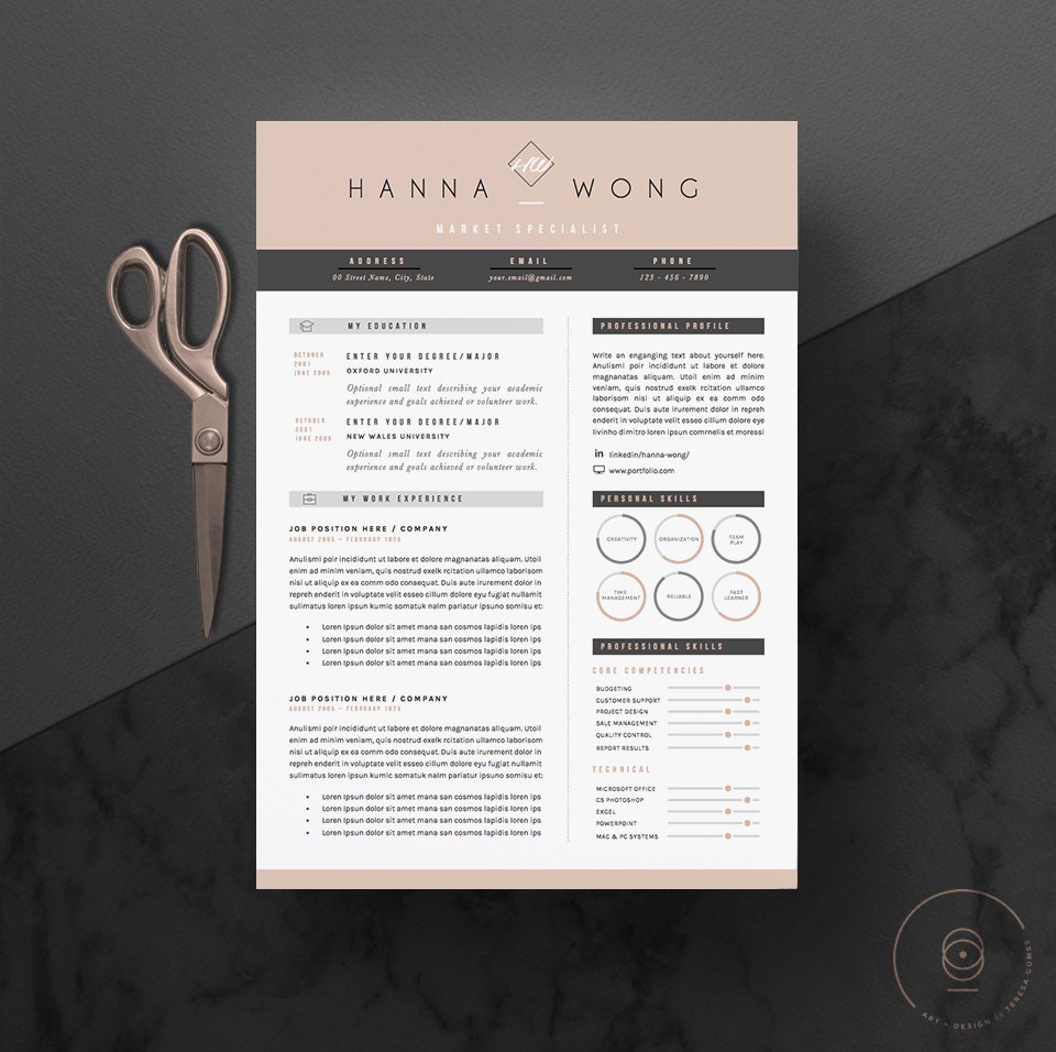 Resume Template Cv Template Cover Letter And References For Etsy