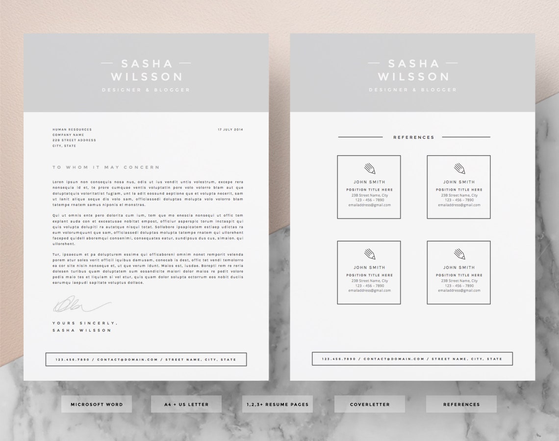 5 Page Resume Template / CV Template Pack + Cover Letter for Word ...