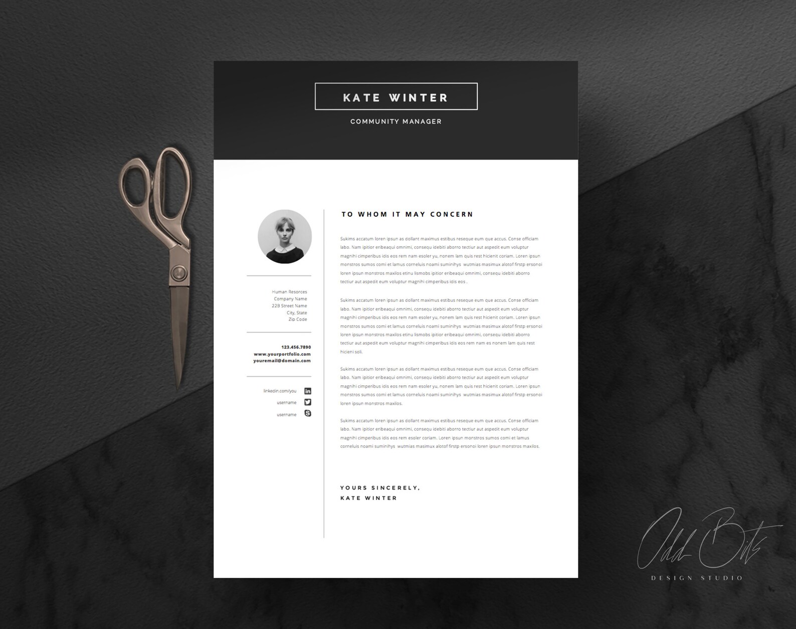 Minimalist Resume Template & Cover Letter + Icon Set for Microsoft Word ...