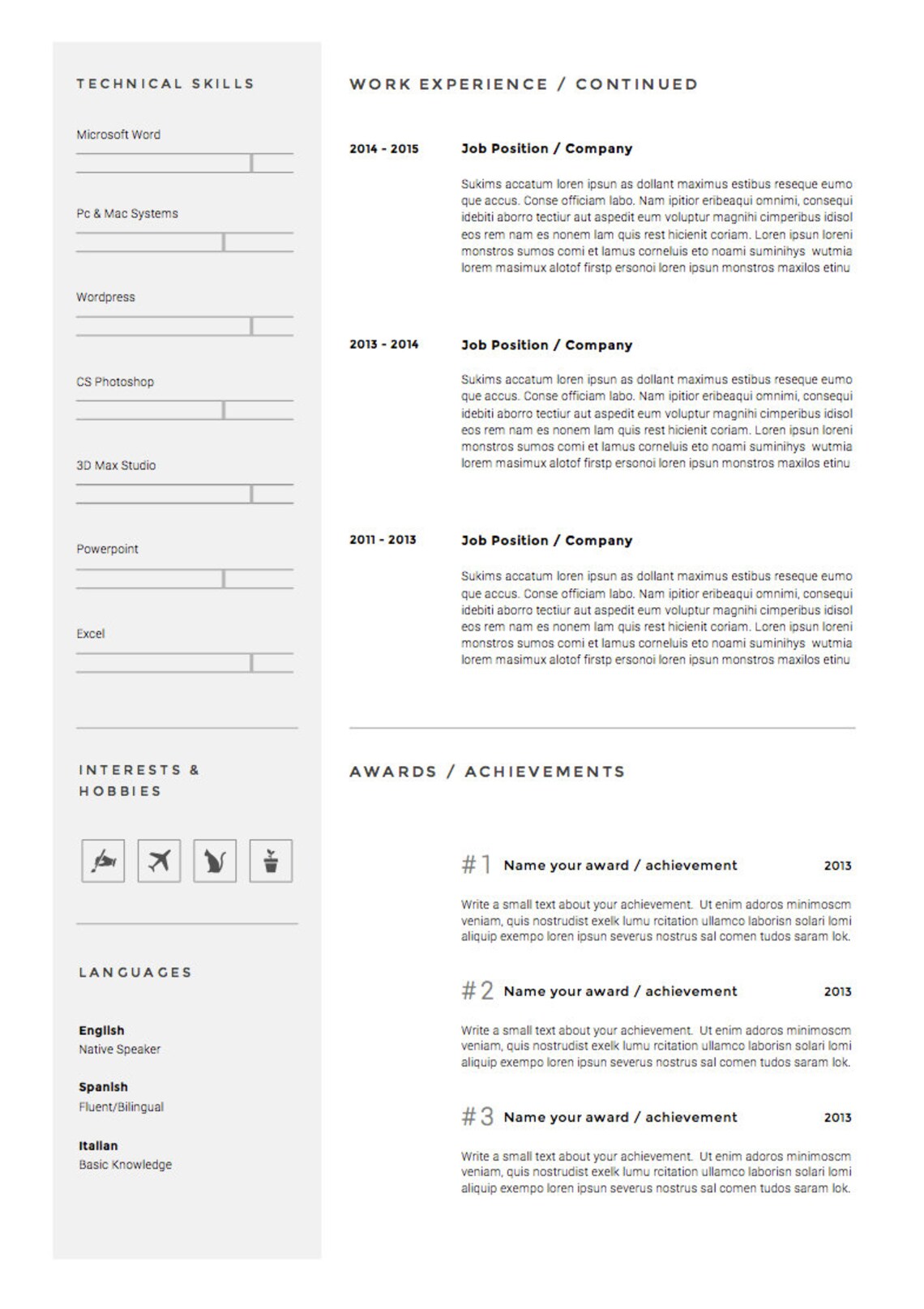 5 Page Resume Template / CV Template Pack + Cover Letter & References ...