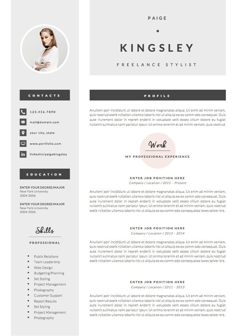 Professional Resume Template & Cover Letter Icon Set for Microsoft Word ...