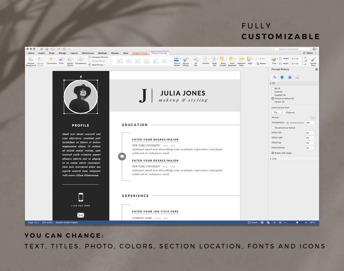 Professional Resume Template & Cover Letter Icon Set for Microsoft Word ...