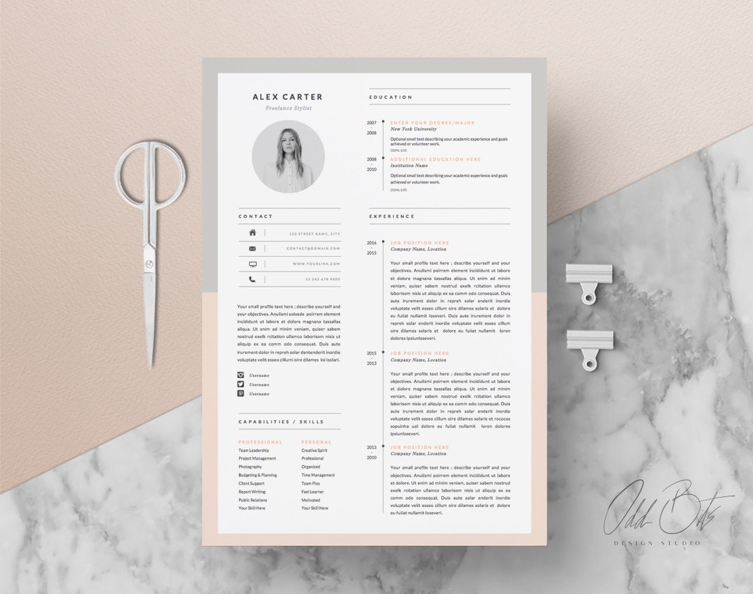 Modern Resume Template & Cover Letter Icon Set for Microsoft - Etsy UK