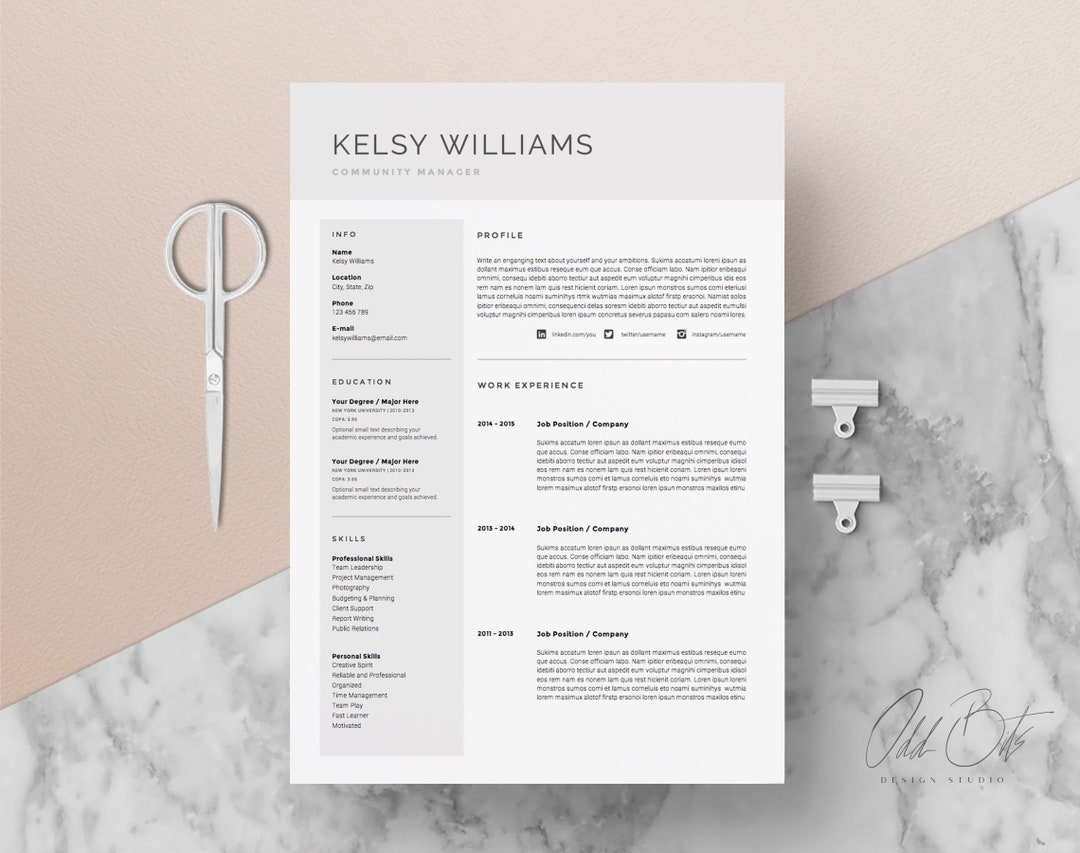 5 Page Resume Template / CV Template Pack + Cover Letter & References ...