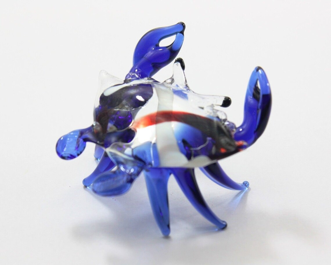 Small Glass Animal Sea Crab Miniatures Figurines Decor - Etsy