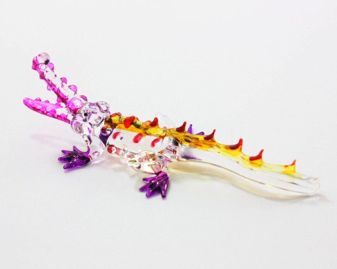 Small Glass Animal Crocodile Miniatures Alligator Figurines Handmade - Etsy