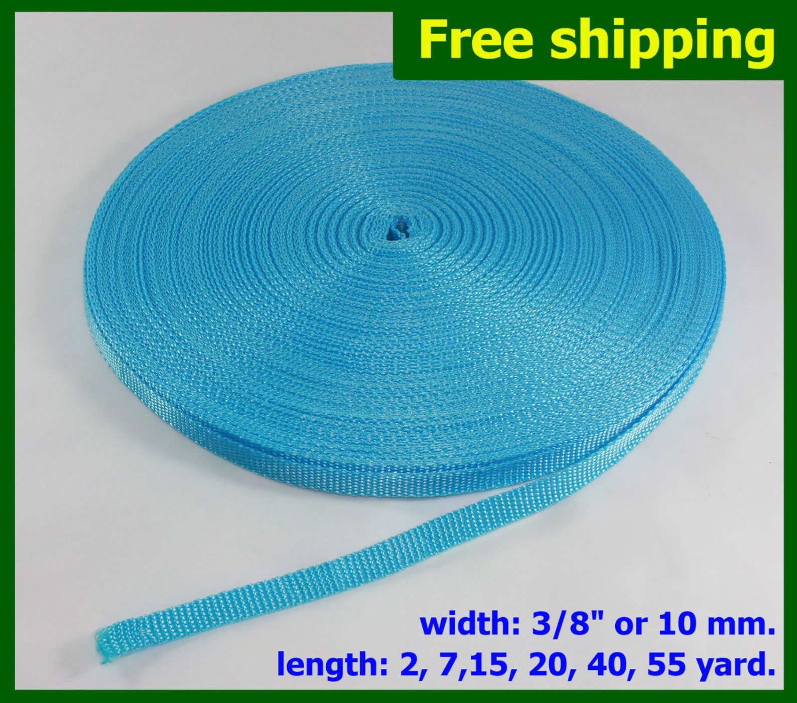 3/8"(10mm) Blue Nylon Webbing Fabric Lots DIY Supply 3 7 15 20 40 55 ...
