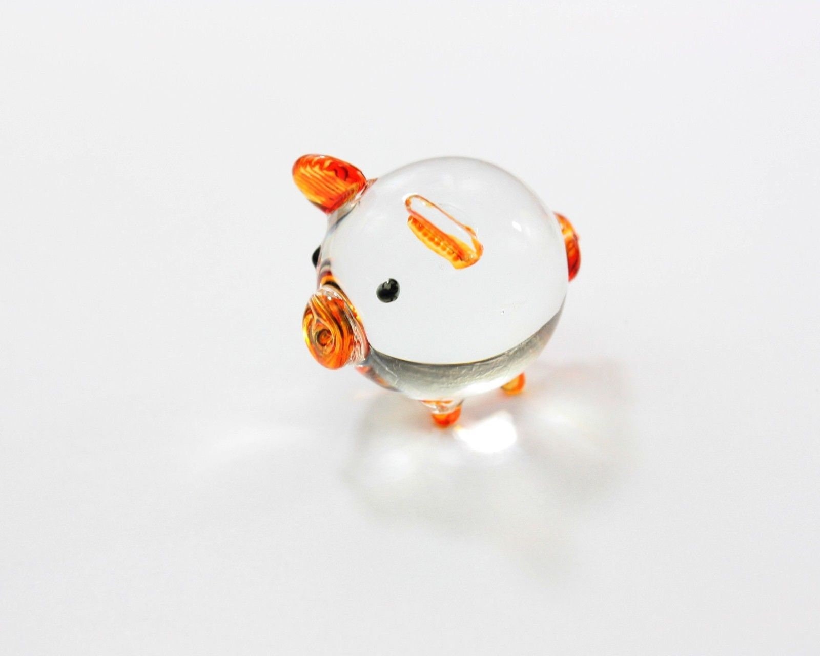 Small Glass Animal Piggy Miniatures Figurines Decor Handmade - Etsy