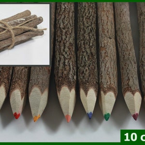 10 Colour Wooden Colour Twig Pencils Tamarind Sticks Natural Handmade ...
