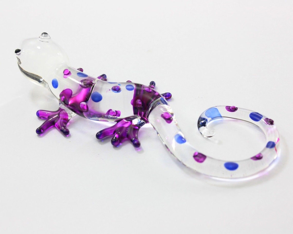 Small Glass Animal Gecko Miniatures Lizard Figurines Decor - Etsy