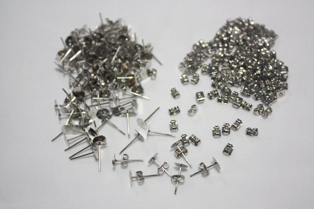 50 Pairs(50 Pins + 50 Backs) Stainless Steel Stud Earring Metal ...