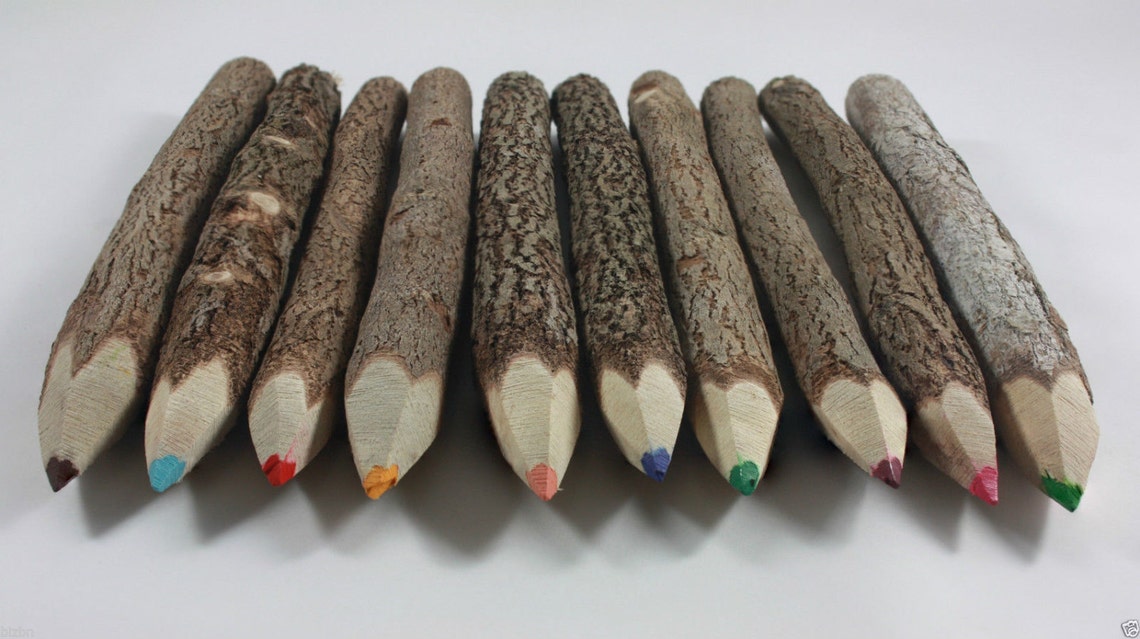 10 Colour Wooden Colour Twig Pencils Tamarind Sticks Natural - Etsy