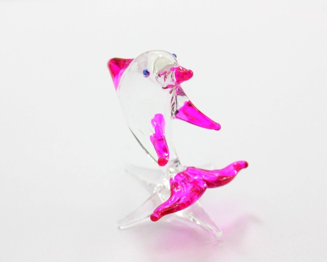Small Glass Animal Dolphin Miniatures Figurines Decor Handmade - Etsy