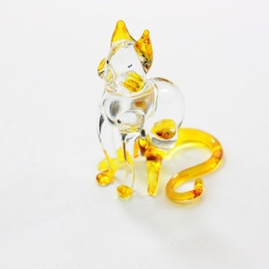 Small Glass Animal Kitty Cats Miniatures Moggy Figurines Decor Handmade ...