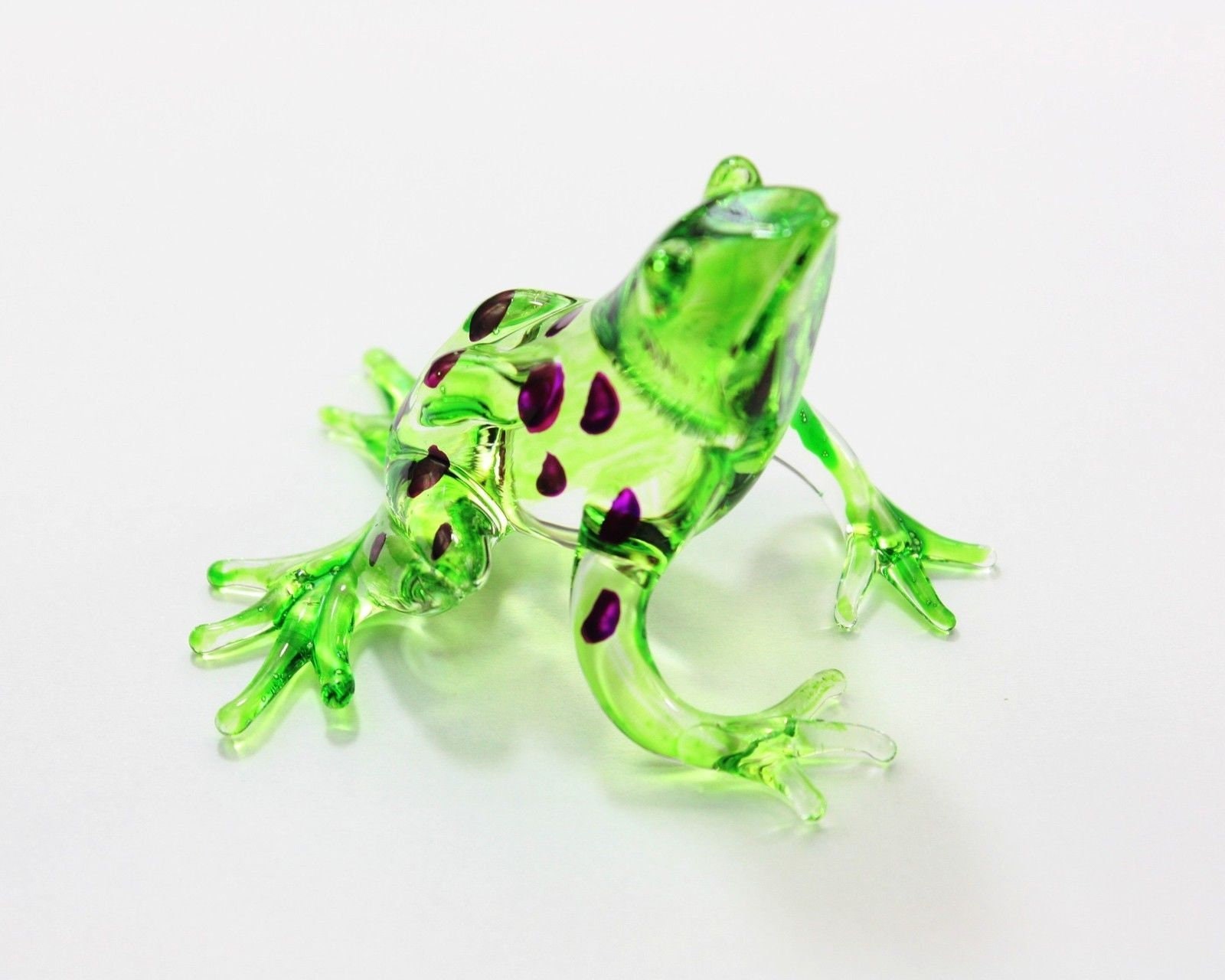 Small Glass Animal Miniatures Frog Figurines Decor Handmade | Etsy