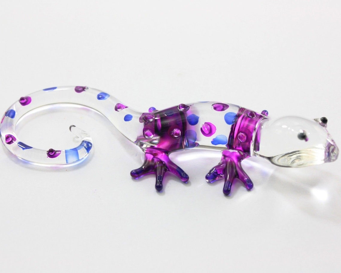 Small Glass Animal Gecko Miniatures Lizard Figurines Decor - Etsy