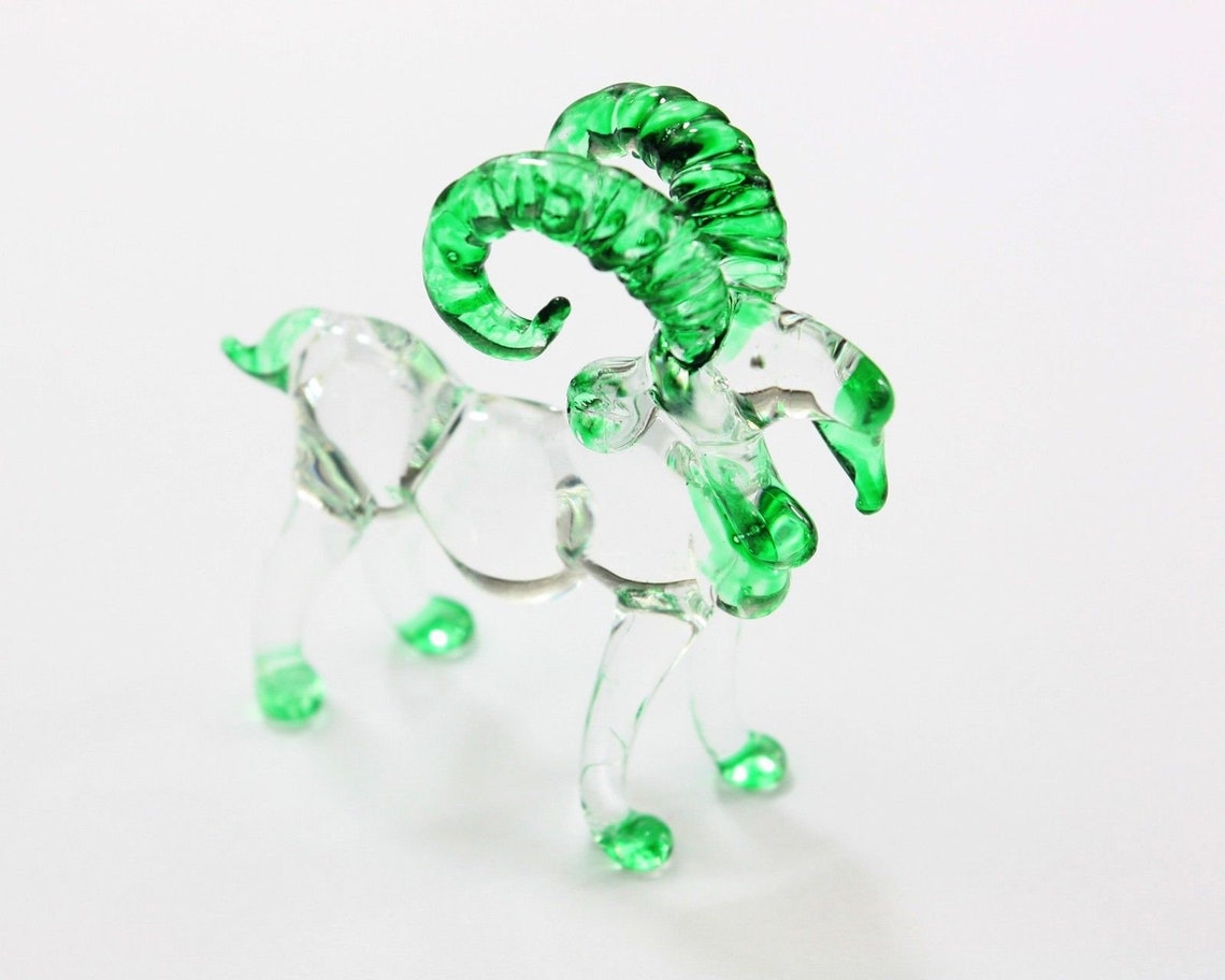 Small Glass Animal Goat Miniatures Figurines Decor Handmade - Etsy