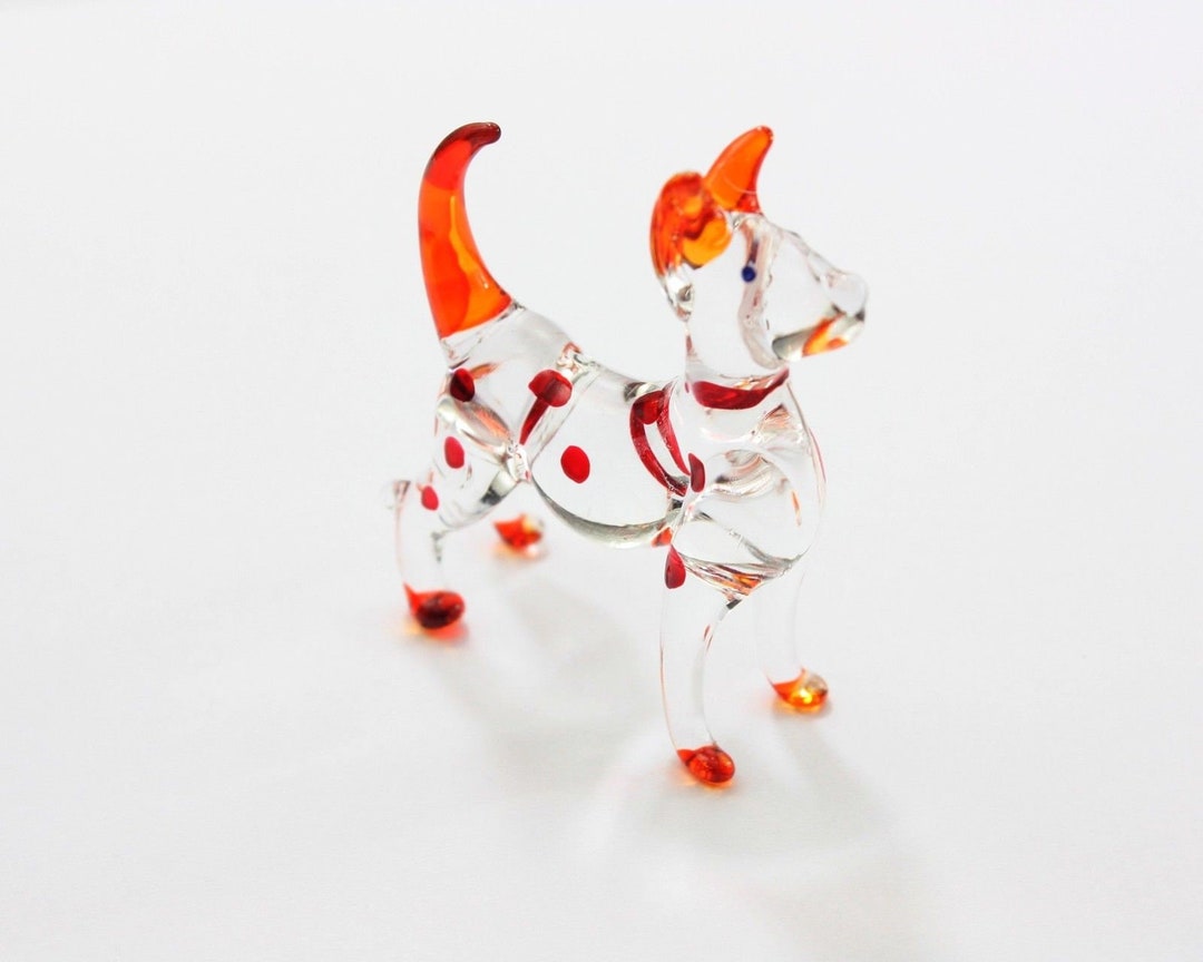 Small Glass Animal Dog Miniatures Dalmatian Figurines Decor Handmade ...