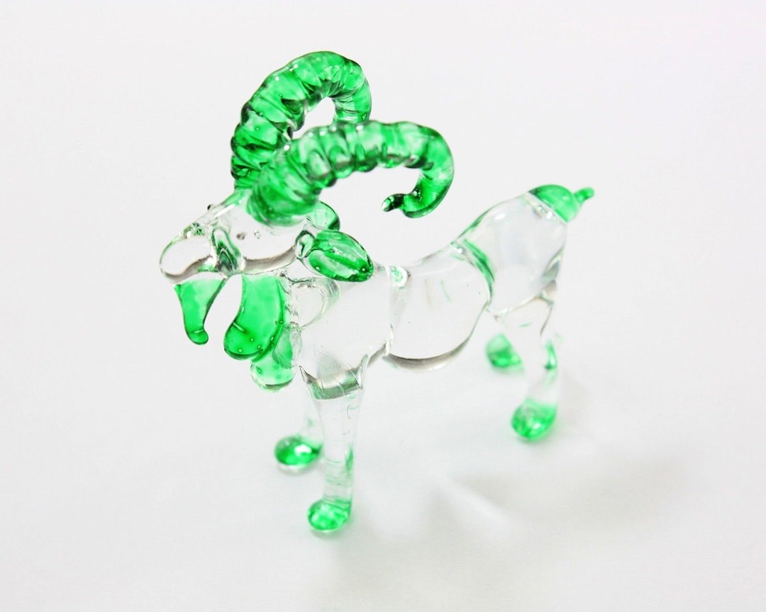Small Glass Animal Goat Miniatures Figurines Decor Handmade - Etsy