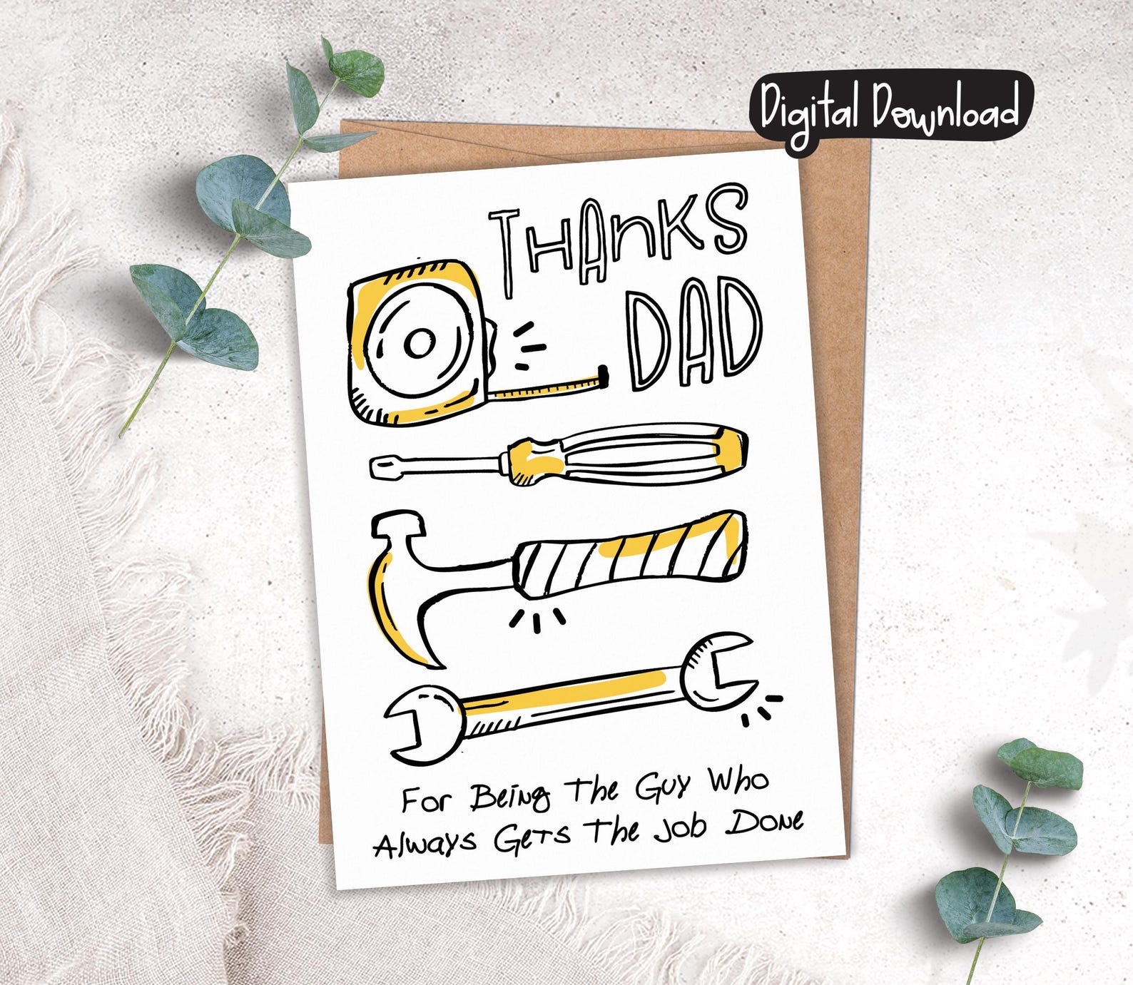 Printable Tool Funny Dad Card - Gets the Job Done - for the DIY Fixer ...