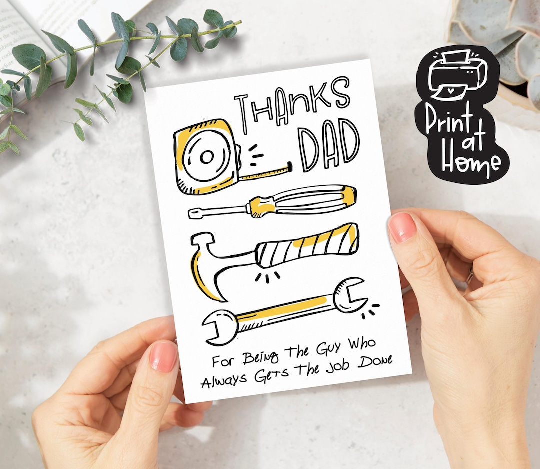 Printable Tool Funny Dad Card - Gets the Job Done - for the DIY Fixer ...