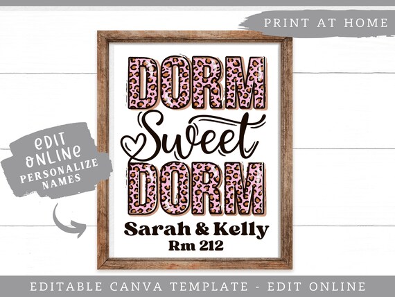 Editable College Dorm Room Sign Personalize Names Dorm Sweet - Etsy