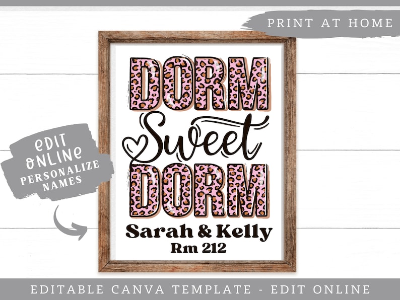 Editable College Dorm Room Sign - Personalize Names Dorm Sweet Dorm ...