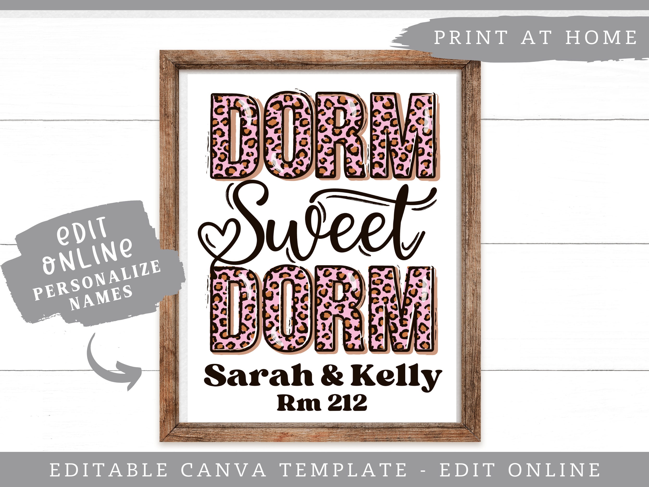 Editable College Dorm Room Sign - Personalize Names Dorm Sweet Dorm ...