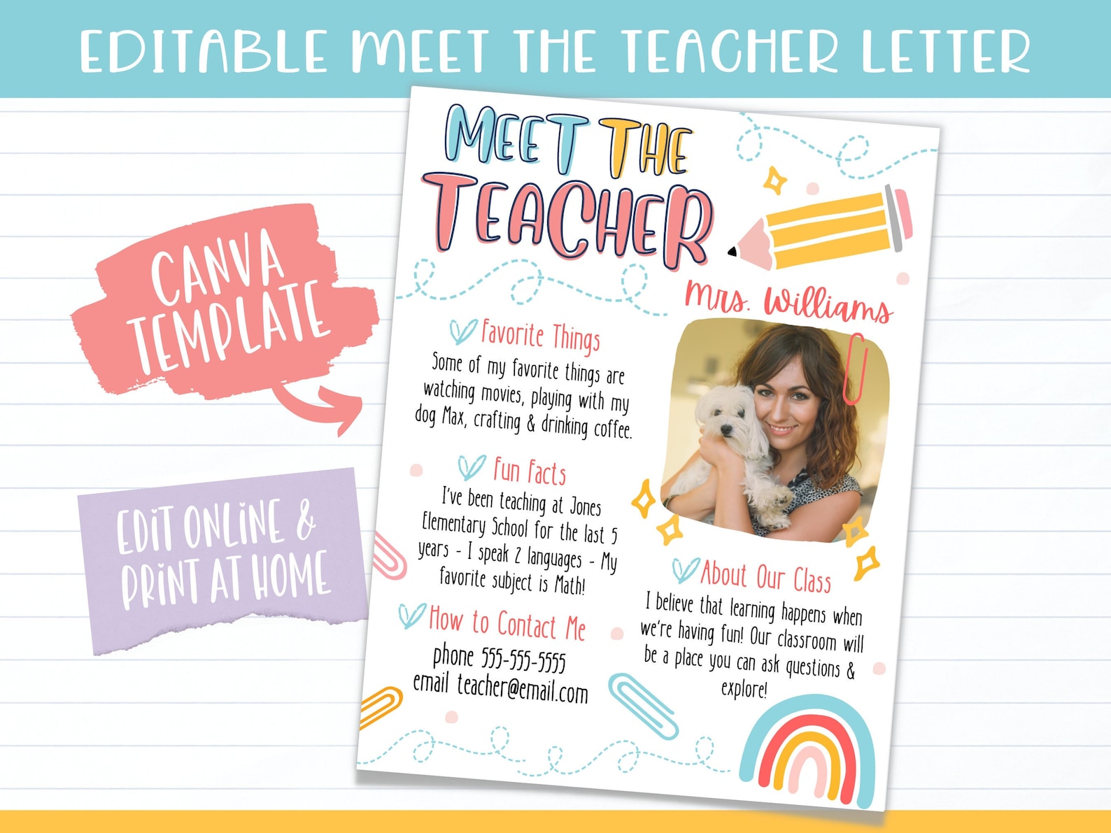 Meet the Teacher Editable Template, Back to School Welcome Letter ...