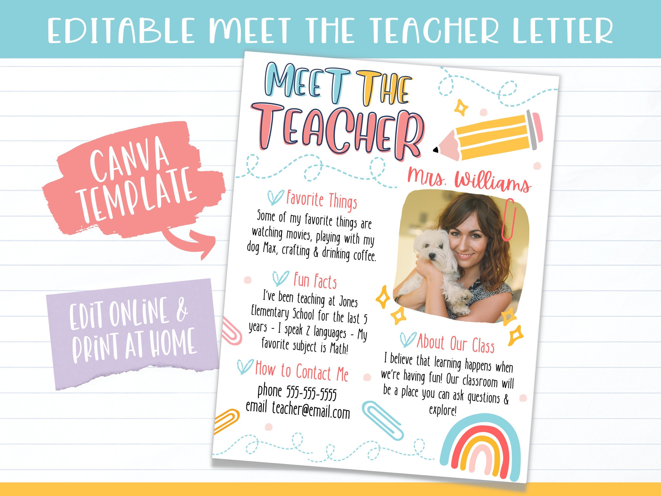 Meet the Teacher Editable Template, Back to School Welcome Letter ...