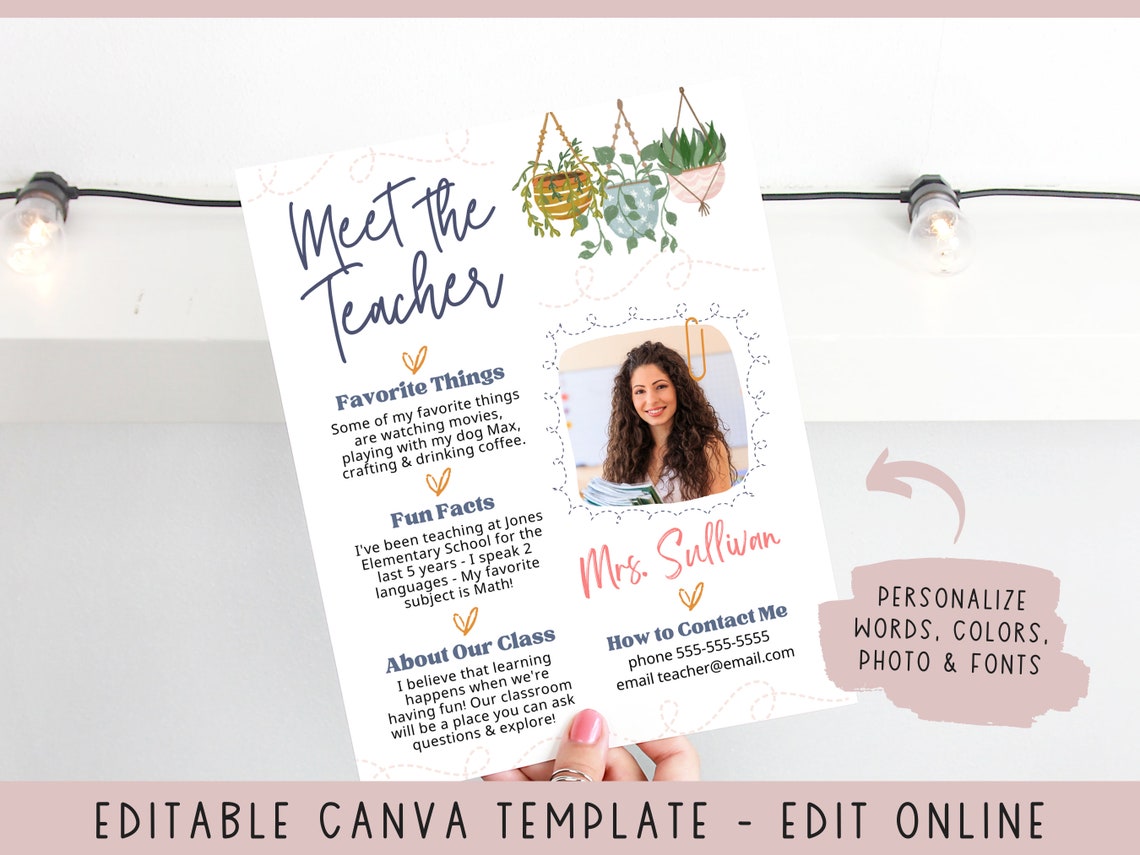 Meet the Teacher Editable Letter Canva Template, Back to School Welcome ...