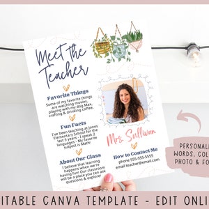 Meet the Teacher Editable Letter Canva Template, Back to School Welcome ...