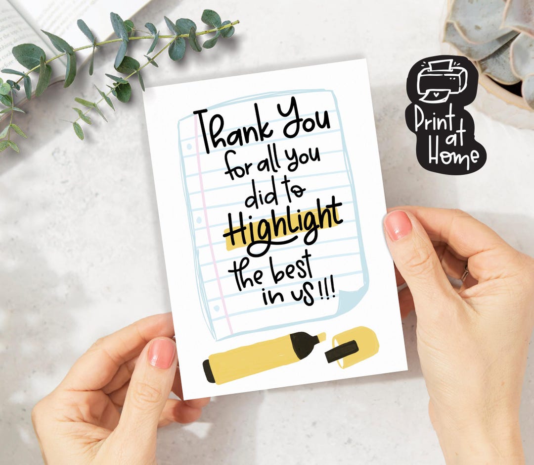 Printable End of Year Teacher Thank You Card From Class - Teacher ...