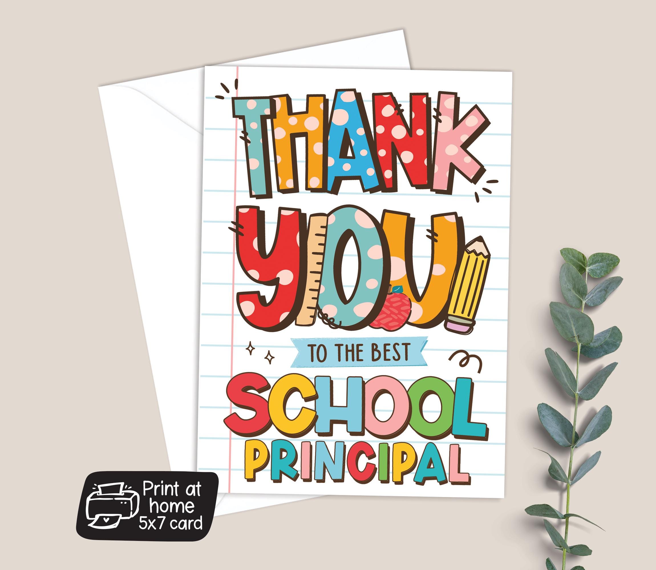 Cute Printable Principal Card - Print at Home 5x7 Appreciation Greeting ...